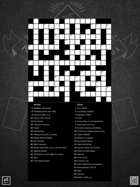 Card Games Crossword Puzzle For E-Ink Tablets